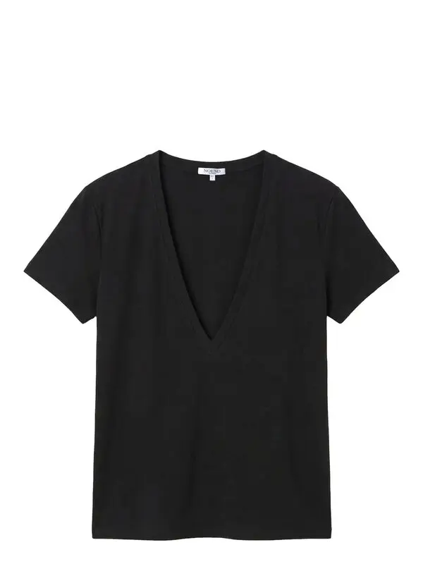 NOEND Supima Cotton Plunge V-neck Tee - Black
