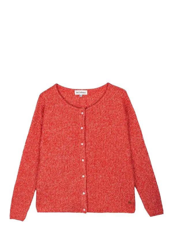 BEL CASHMERE Camille Cashmere Cardigan Jaspe - Red