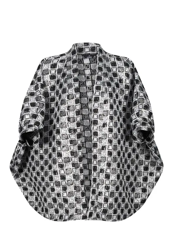 LIONESS BY TF Black / Silver Black Squared Short Kimono Jacket - Black/silver
