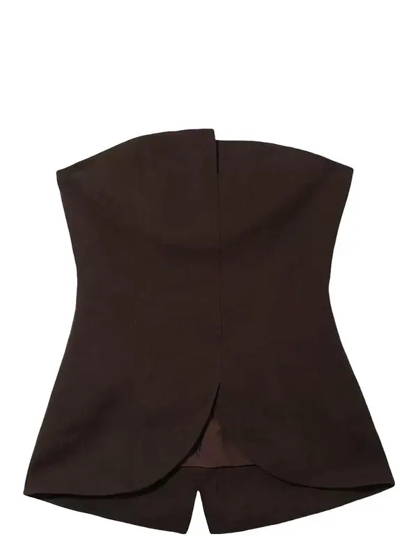 MUTE BY JL Linen Blend Strapless Top Ie - Brown