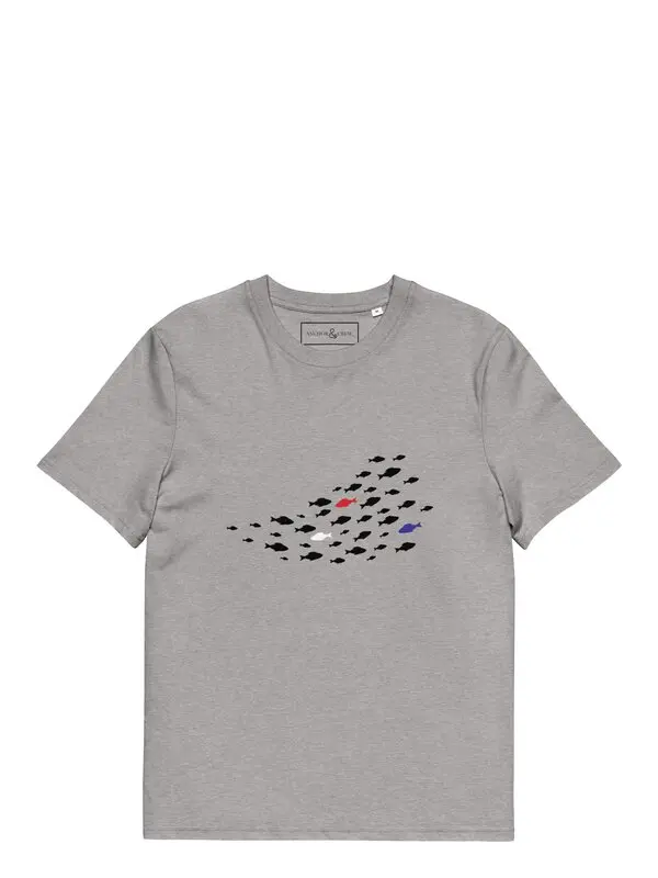 ANCHOR & CREW Heather Fish Where's William Going Organic? Cotton T-shirt - Grey