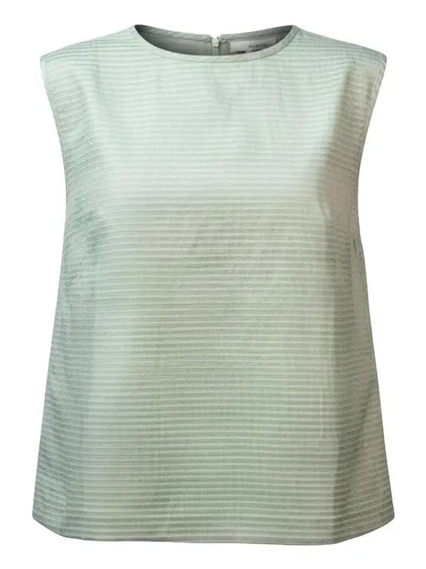 STOVARIA Pure Silk Textured Structured Sleeveless Top - Green