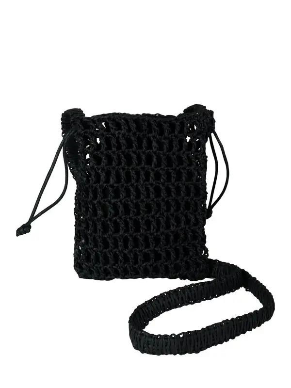 2KSTYLE Ramona Crochet Raffia Mini Cross-body Bag - Black