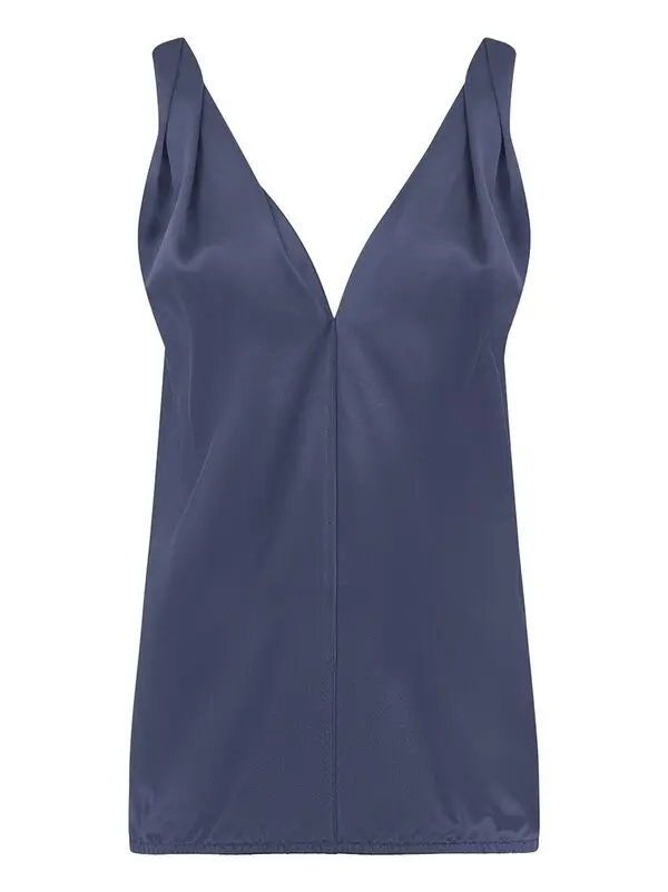 THE SUMMER EDIT Lily Silk Twist Strap Camisole Navy - Blue
