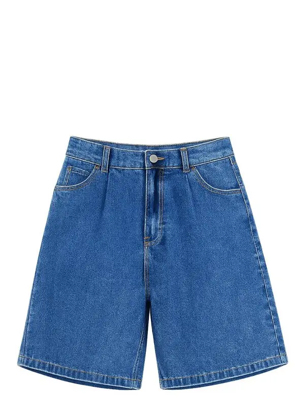 YUMI Denim Wide Leg Shorts - Blue