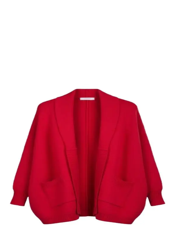 Saachi Open Front Oversized Cardigan Sweater - Red