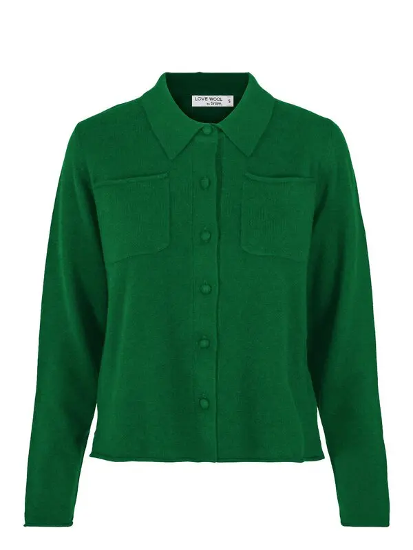TIRILLM Nadine Cardigan With Collar And Pockets - Green