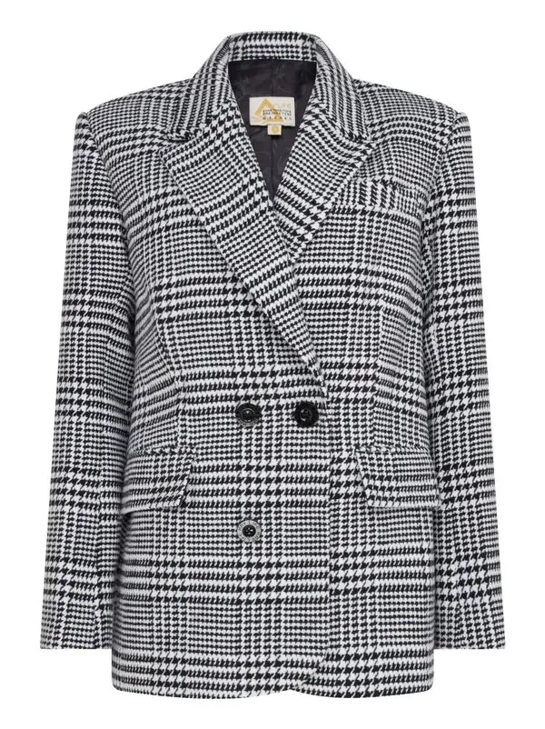 HAY LIFE Double Breasted Check Blazer - Black