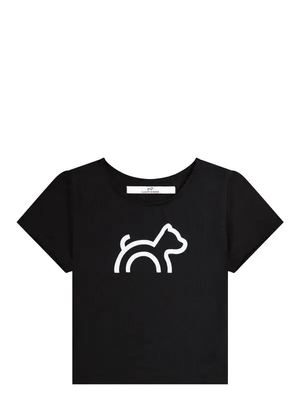 CLOUD HAVEN Rib Logo Tee - Black