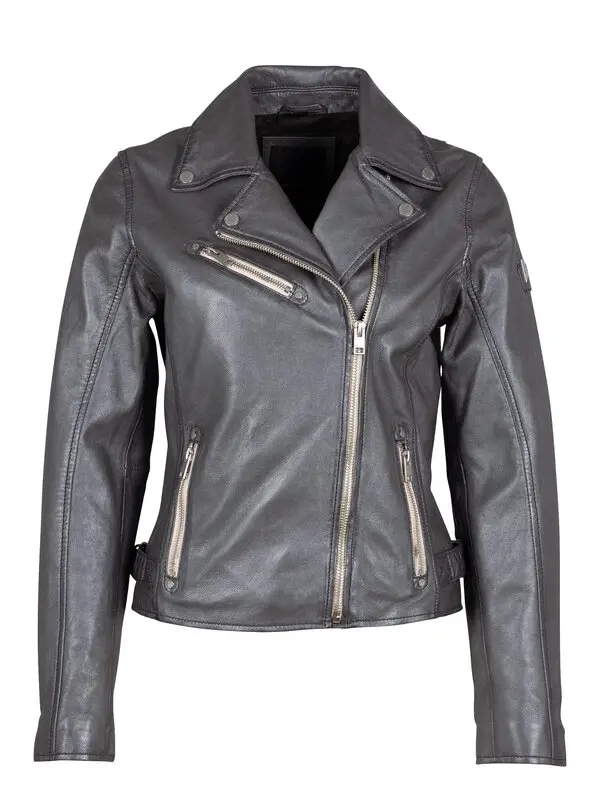 Mauritius Moto Leather Jacket Sofia Gun Metallic - Grey