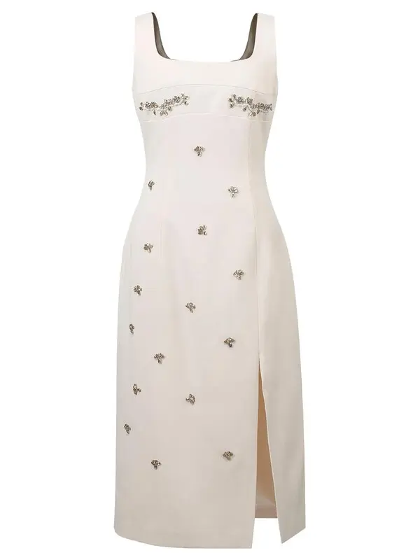 SMART AND JOY Embroidered Fitted Cocktail Dress - White