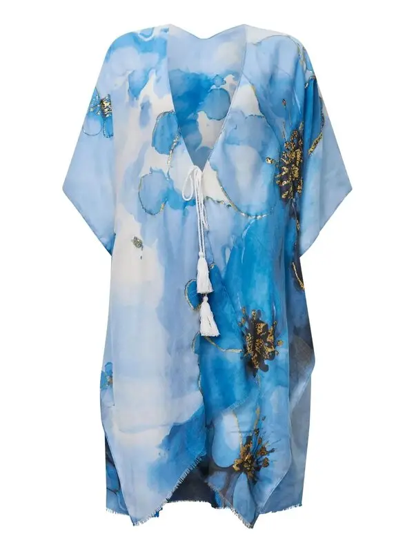 JAMES LAKELAND Watercolour Floral Kaftan - Blue
