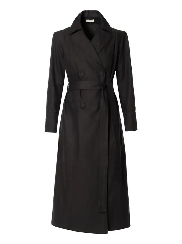 AGGI BY HALEWSKI Logan Natural Midi Trench Coat - Black