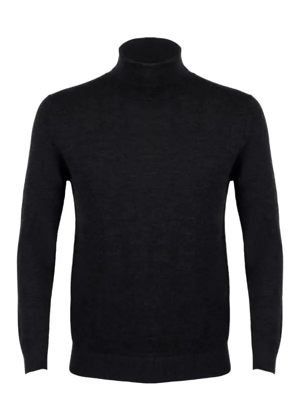 DAVID WEJ Neutrals Dixon Light Wool Roll Neck Jumper – Charcoal - Black