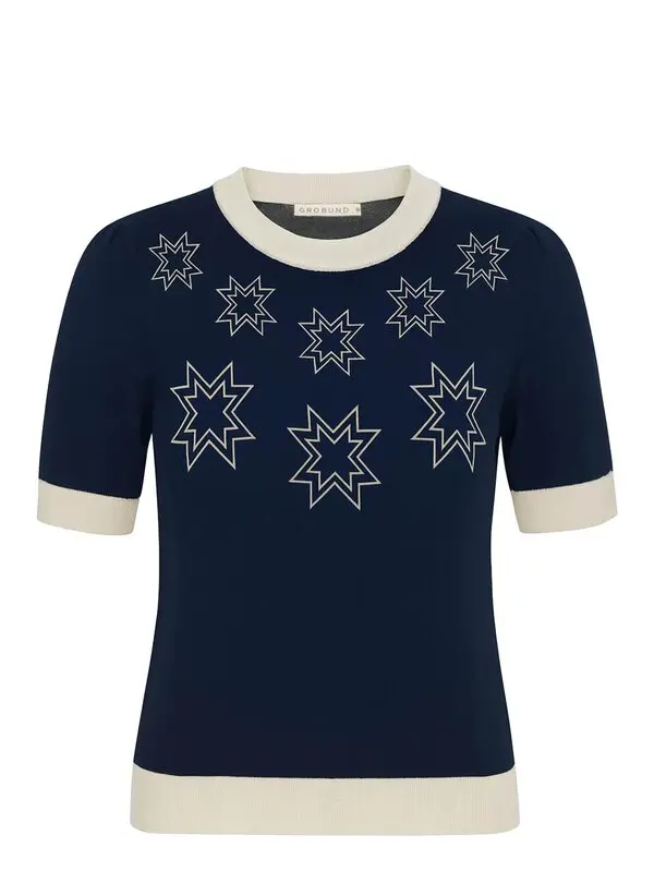 GROBUND Alva Tee The One With Christmas Stars - Blue