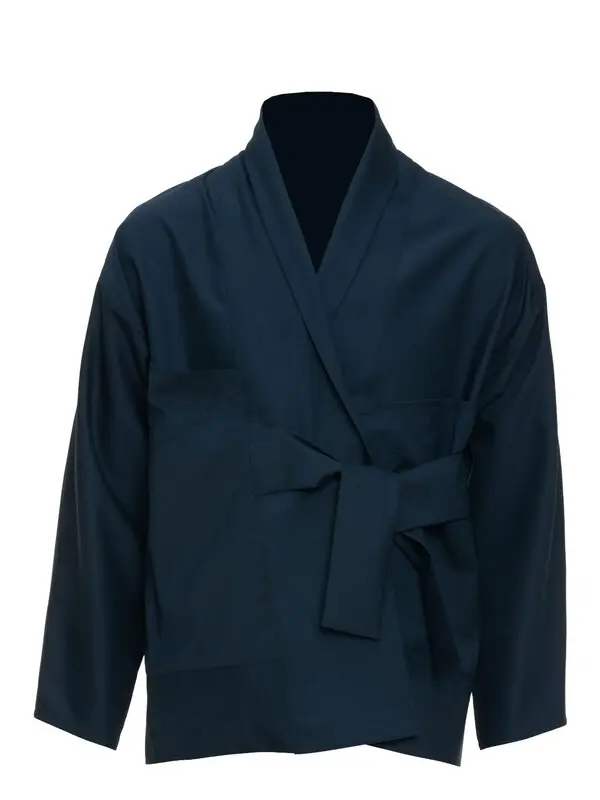 MOE Deep Teal Wool Vest Jacket Double Pockets - Blue