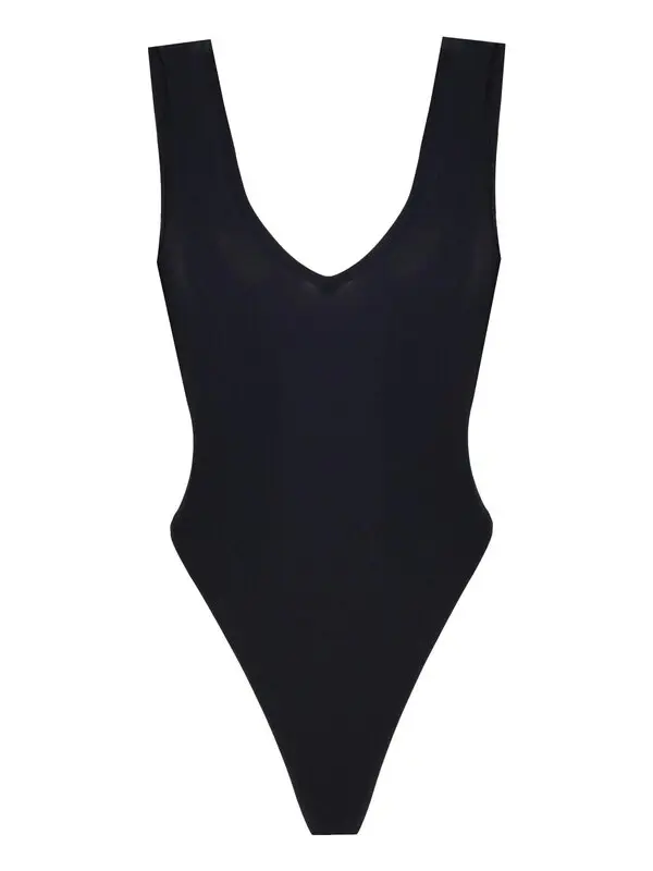 NO'DESIGN V-neck Thick Strap Navy Bodysuit - Blue
