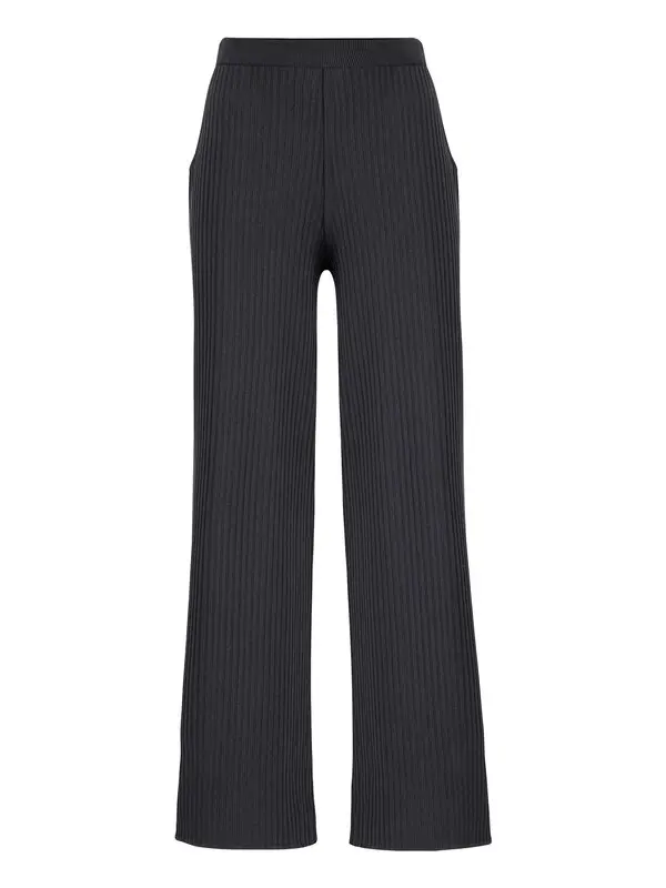 SALANIDA Vera Wide Leg Ribbed Pants - Black