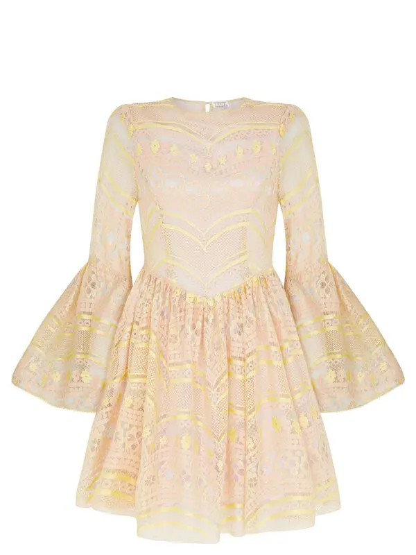 LISA THE LABEL Pink / Yellow Le Jardin Short Dahlia Dress In Pink & Yellow - Pink/yellow