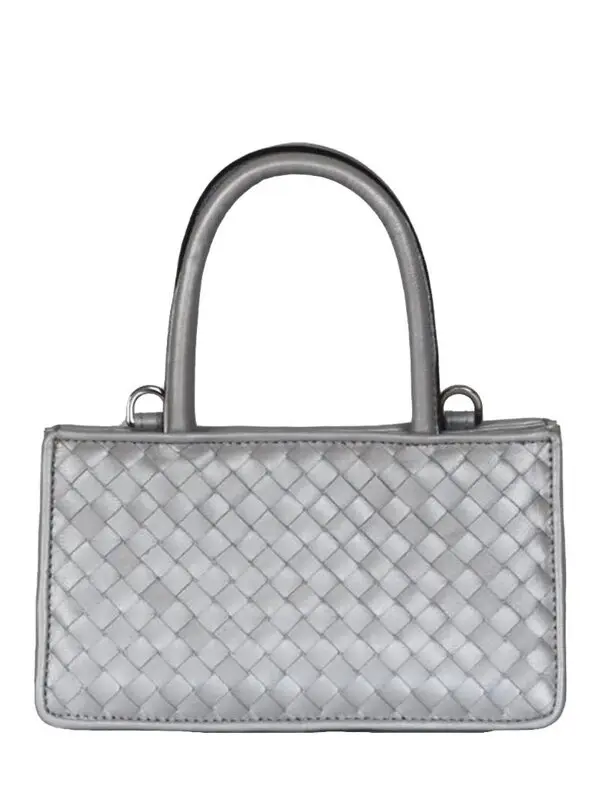 F3ROG BY RANA Woven Leather Crossbody Piraye Bag - Silver