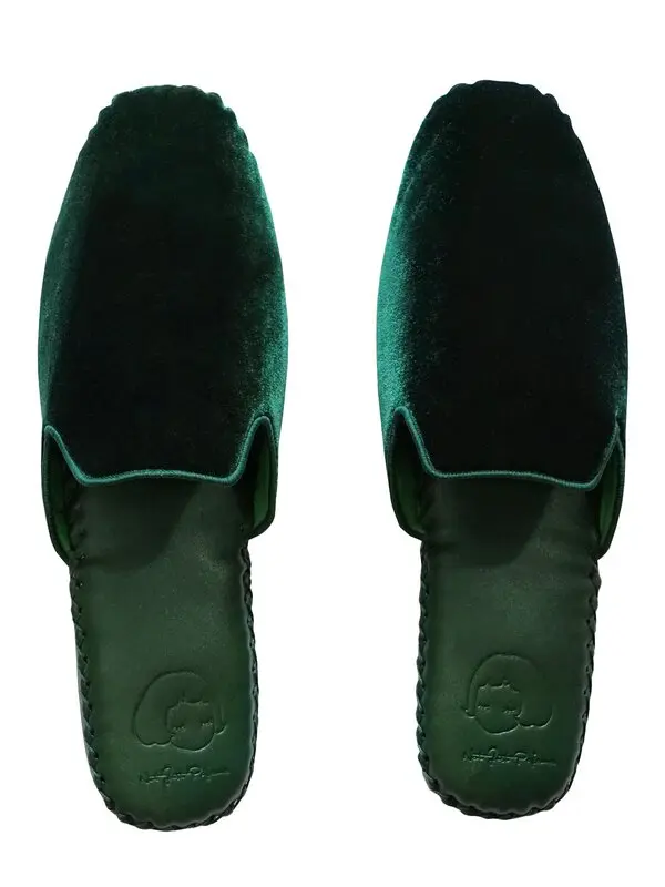 Not Just Pajama Classic Handmade Slippers Without Tassels - Green