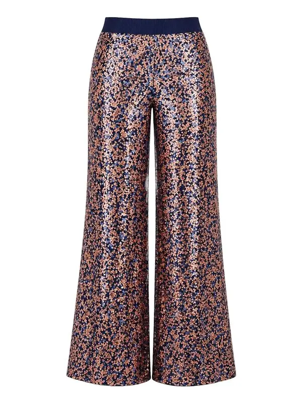LUMINA ELIGMA Ember Flare Sequin Pants Navy - Blue