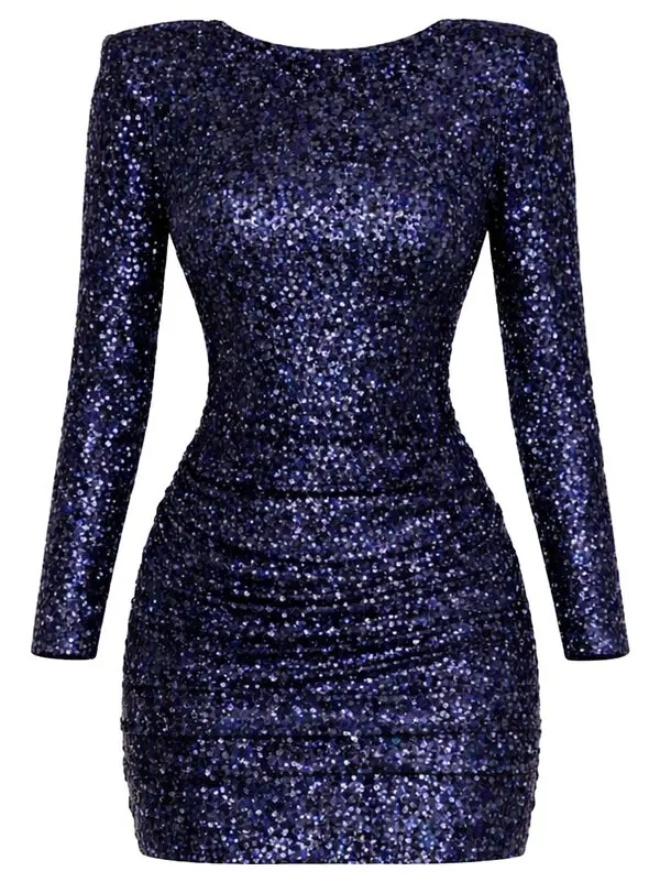 MONICE LONDON Bey Mini Sequin Dress Navy - Blue