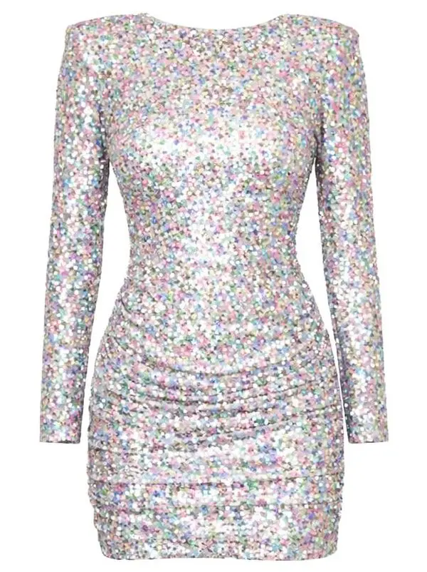 MONICE LONDON Bey Sequin Mini Dress Mermaid - White