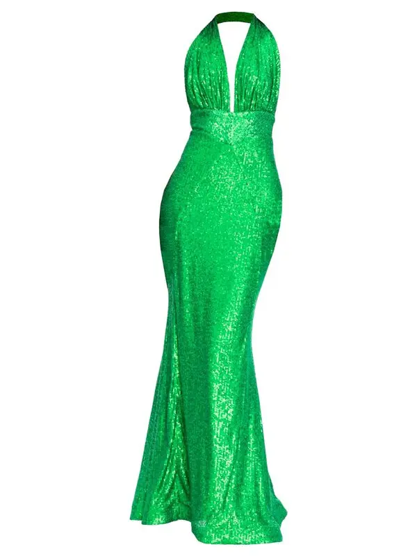 ANGELIKA JOZEFCZYK Monroe Sequin Evening Gown - Green