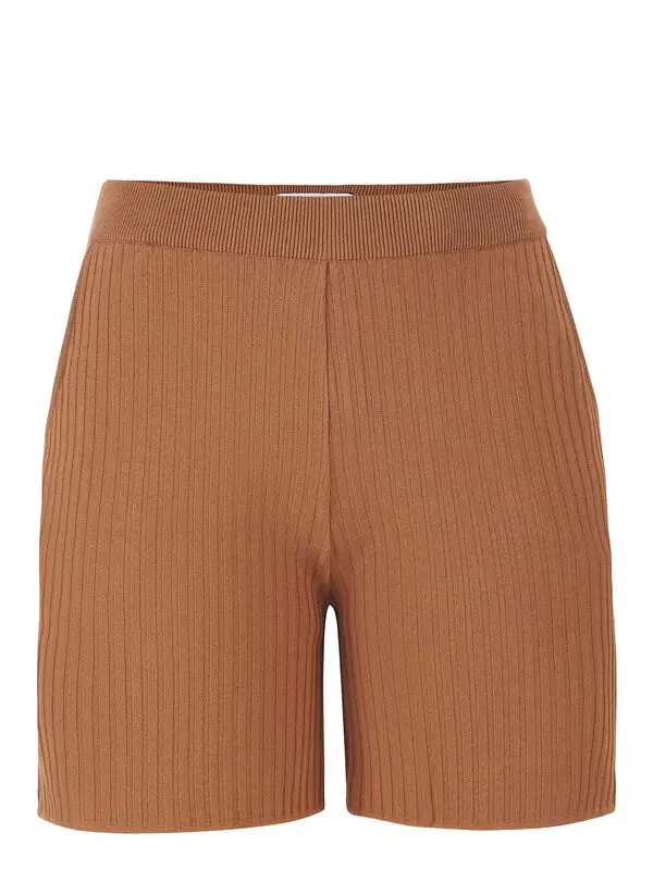 SALANIDA Terra Ribbed Shorts In Caramel - Brown