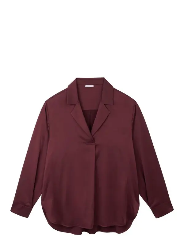 MAMU DREAM Merlot Washable Organic Stretch Silk Retro Shirt - Red