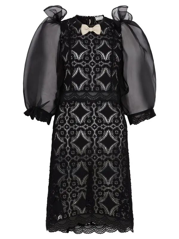 LISA THE LABEL Angel Baby Crochet Cloud Puff Dress - Black