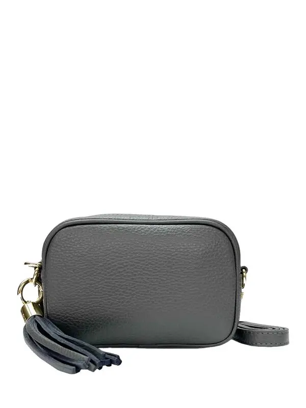 APATCHY LONDON The Mini Tassel Dark Leather Phone Bag - Grey