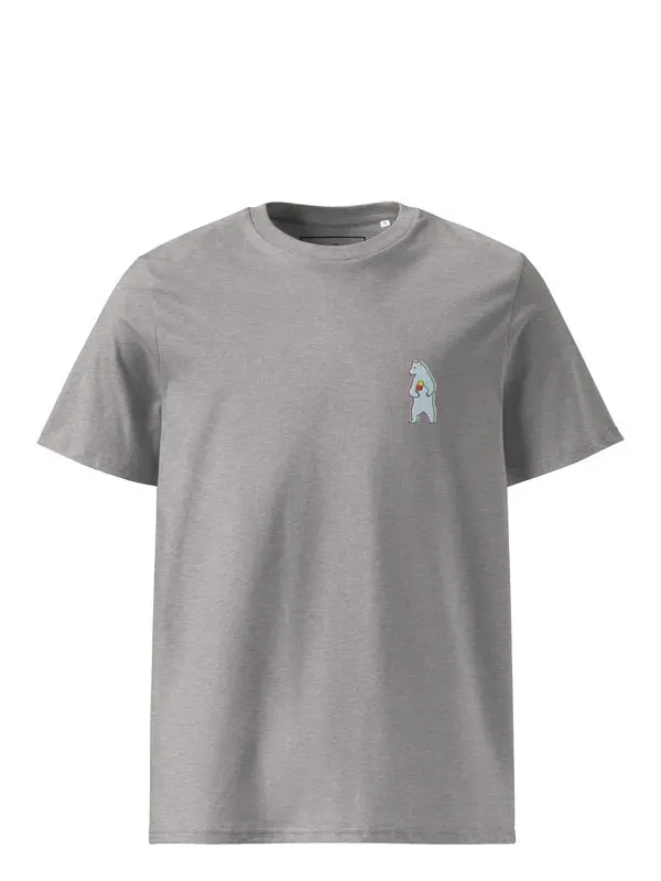 ANCHOR & CREW Heather Polar Bear Day Out In The Wild Organic Cotton Embroidered T-shirt - Grey