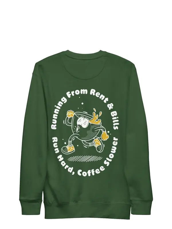 ANCHOR & CREW Forest Gustatory Coffee Over Bills Cotton Blend Embroidered Sweatshirt - Green