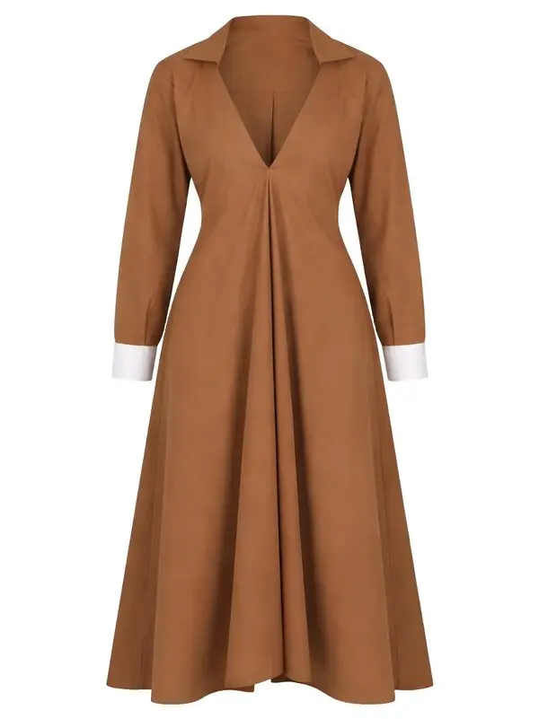 MAIYA Mocha Muse Long Sleeve Maxi Shirt Dress - Brown