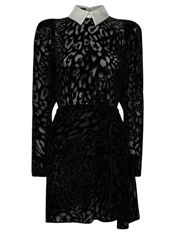 SVETA MILANO Stanford Leopard-pattern Velvet Dress - Black