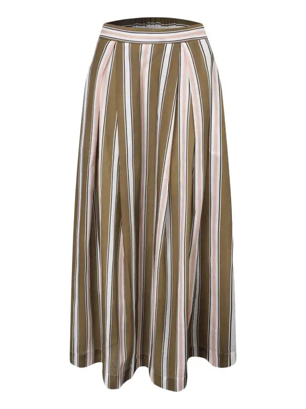 SMART AND JOY Striped Midi Skirt With Cotton Lining - Brown