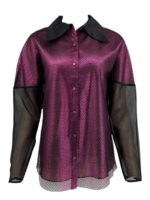 MONZLAPUR NEW YORK Mesh Silk Organza Shirt - Pink