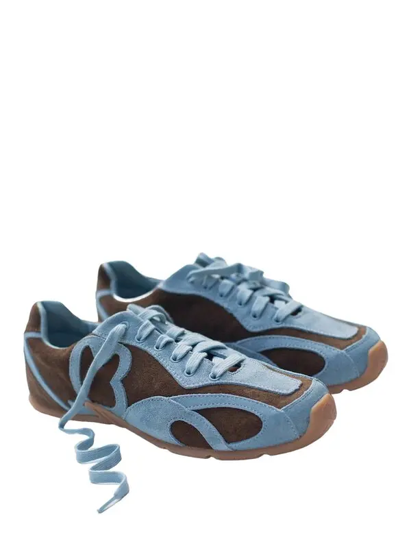23RD AUGUST . Blue / Brown Object Suede Low Top Sneakers Blue Chocolate - Blue/brown