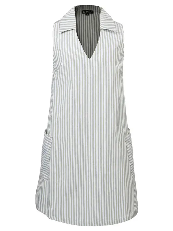SMART AND JOY Striped Trapeze Minimalist Mini Dress - Green