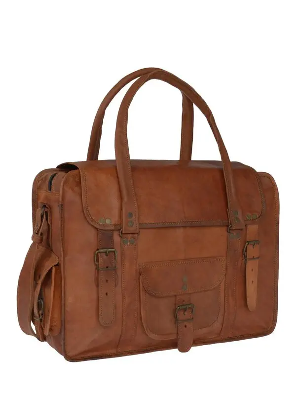 VIDA VIDA Vida Vintage Leather Travel Bag Extra Large - Brown