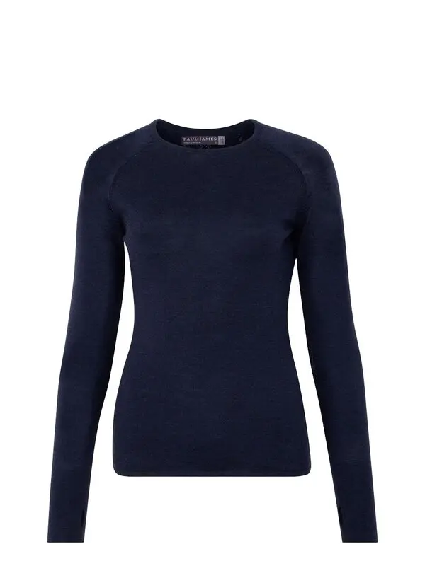 PAUL JAMES KNITWEAR Midweight Merino Activewear Training Eos Top Navy Blazer - Blue