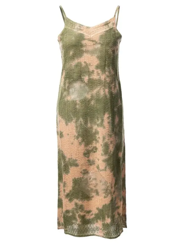 FULLY FASHIONING Zelda Floating Stitch Midi Dress Tie Dye - Green