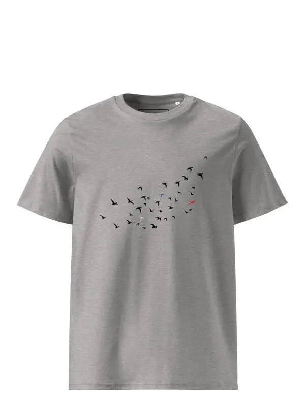ANCHOR & CREW Heather Birds Where's William Going? Organic Cotton T-shirt - Grey