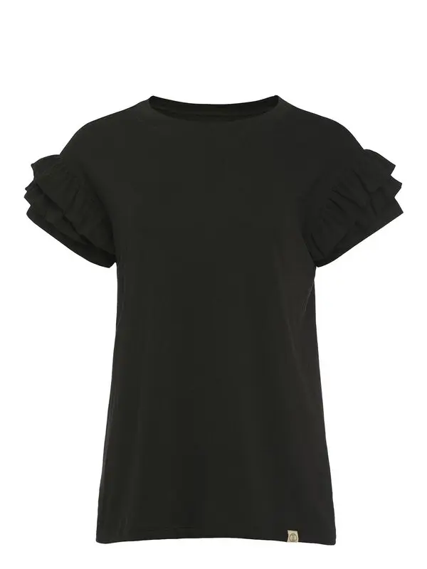 LOVETRUST Ella Ruffle Sleeve Tee - Black