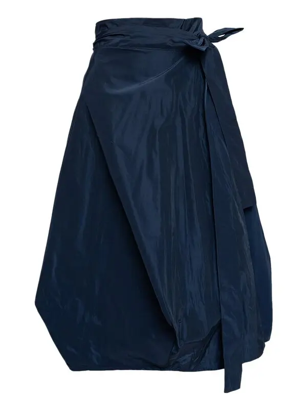 BIANCA POPP Wrapped Skirt In Dark Taffeta - Blue