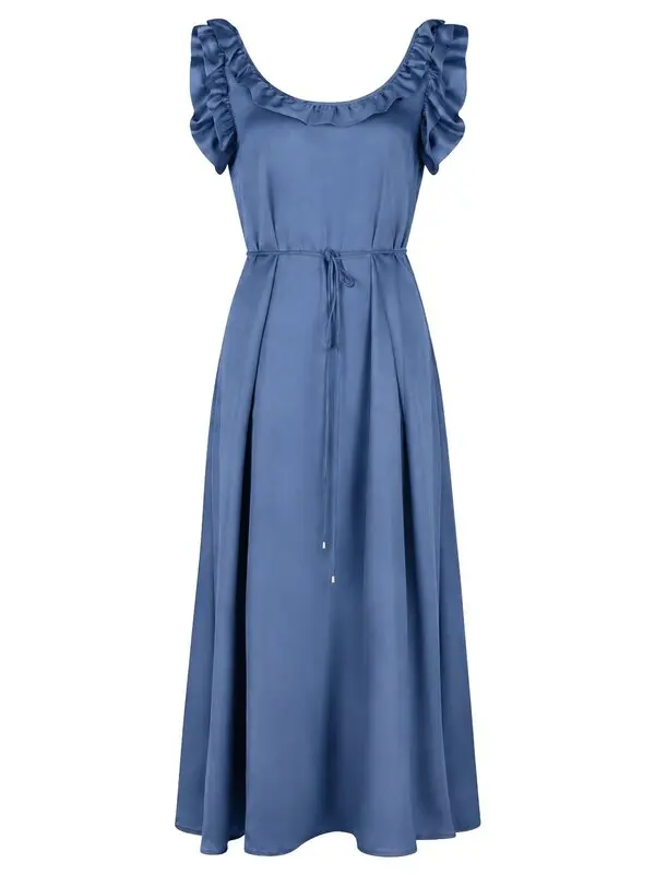 GUNDA HAFNER LTD Cotton Sateen Sleeveless Dress - Blue