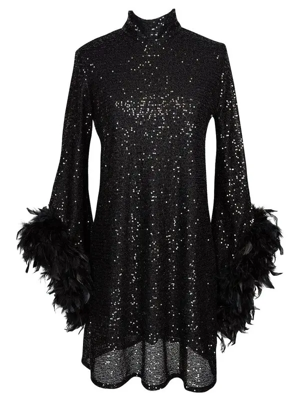 JENNAFER GRACE Time Warp Sequin Mod Mini In Frankie - Black