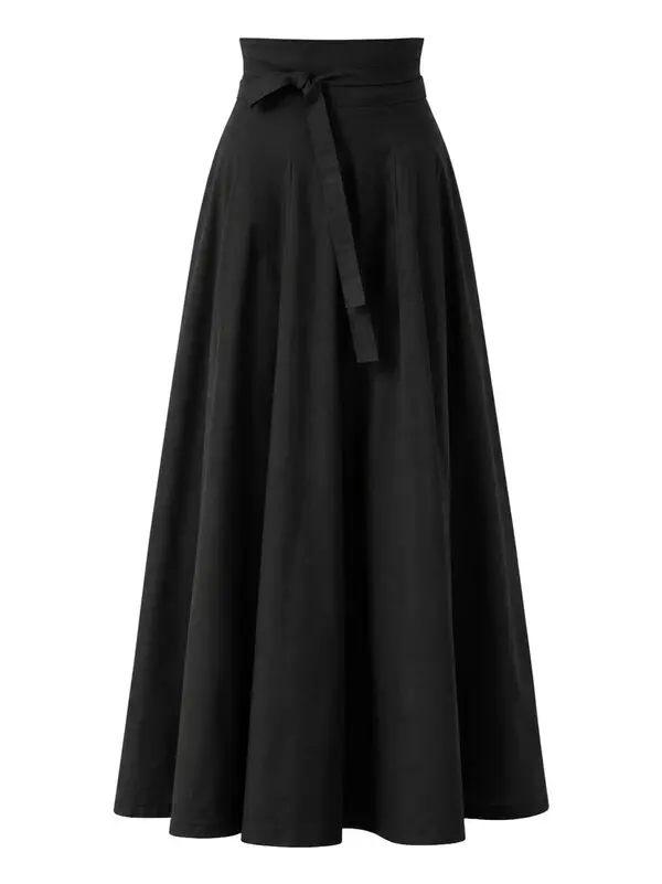 NIKKA PLACE Gothic Maxi Cotton Skirt With Bow Tie - Black
